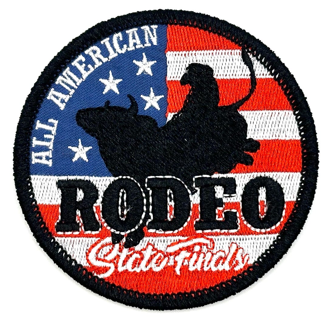 All American Rodeo Patriotic Flag USA Cowboy Iron on Patch Retro ...