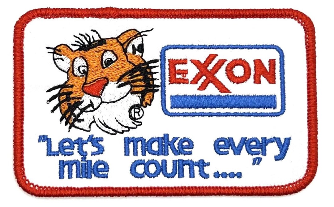 Exxon Gasoline Gas Oil Station Tiger Sew Iron on Hat Patch Retro ...
