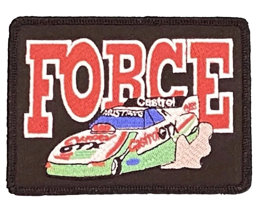 John Force NHRA Drag Racing Hat Shirt Sew Iron Patch Castrol Ford ...