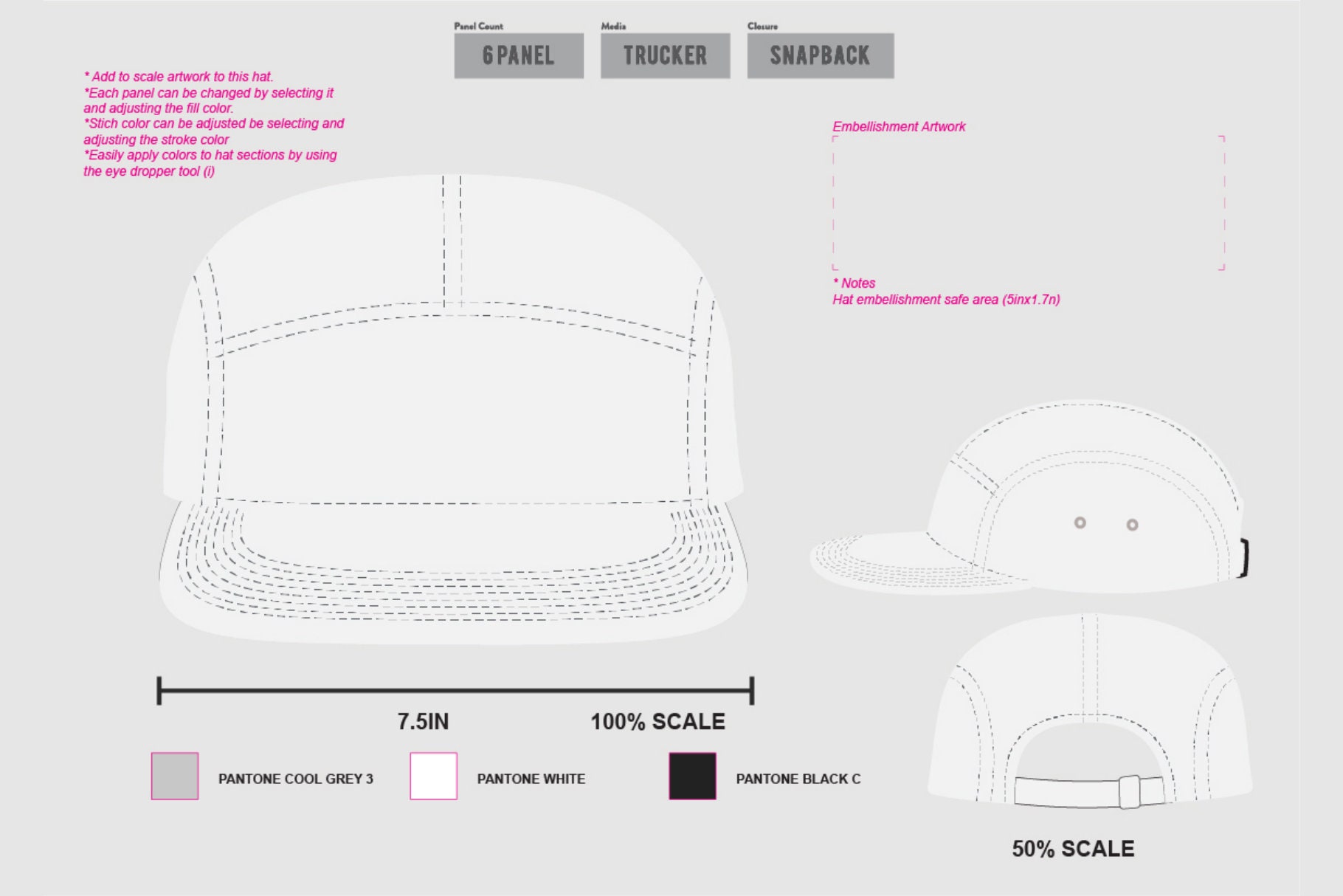5 Panel Hat - Customizable Vector Design Template for Adobe Illustrator ...