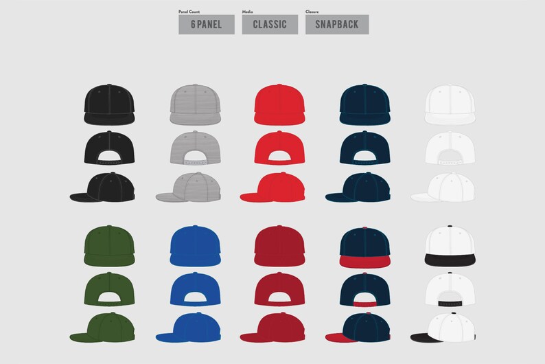 6 Panel Hat Vector Design Template: Customizable Illustrator File - Etsy