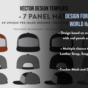 7 Panel Hat - Customizable Vector Design Template for Adobe Illustrator ...