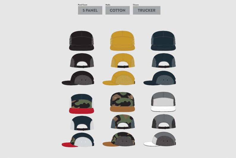 5 Panel Hat - Customizable Vector Design Template for Adobe Illustrator ...