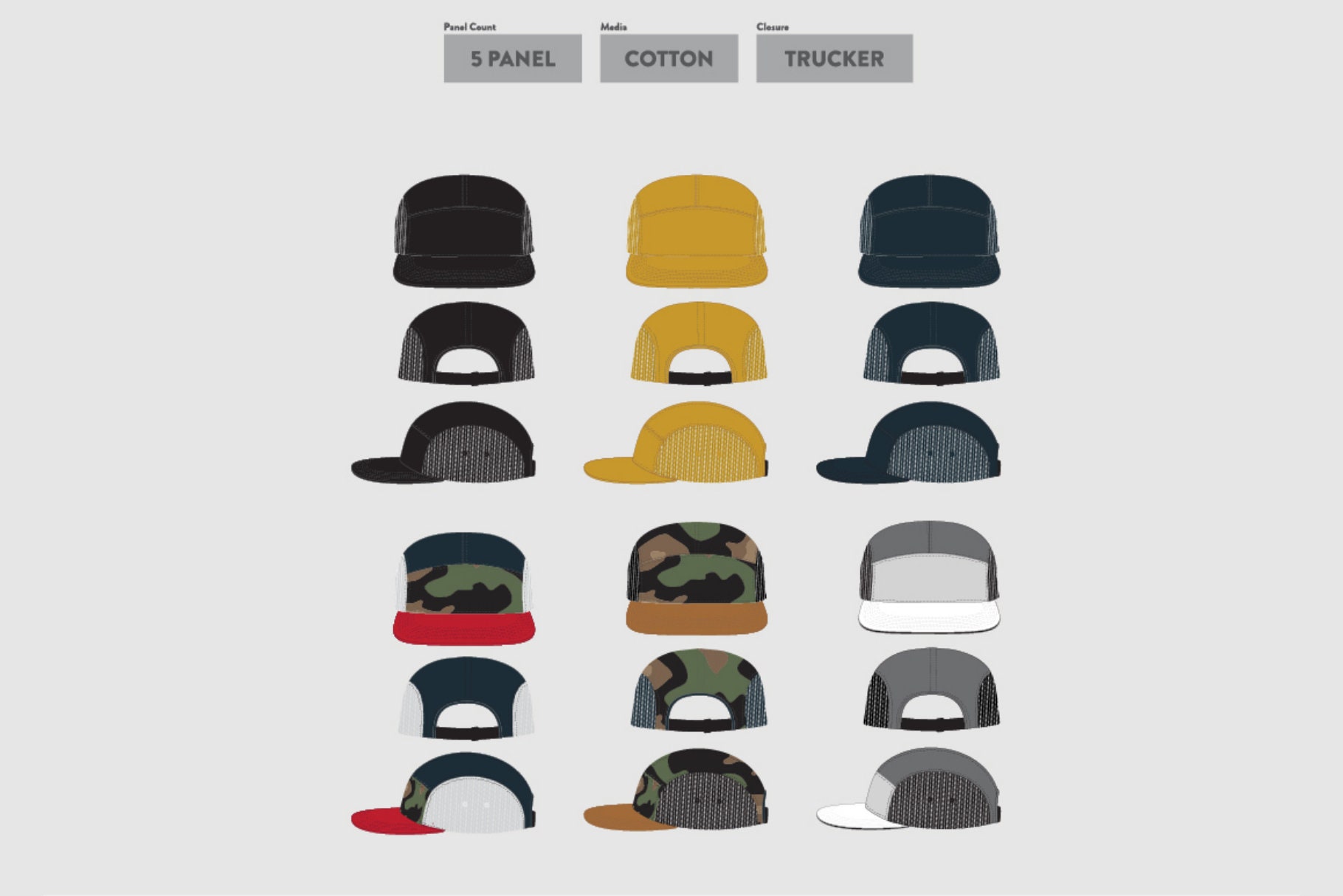 5 Panel Hat Vector Template: Customizable Design (adobe Illustrator) - Etsy