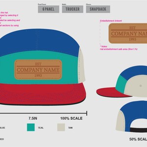 5 Panel Hat - Customizable Vector Design Template for Adobe Illustrator ...