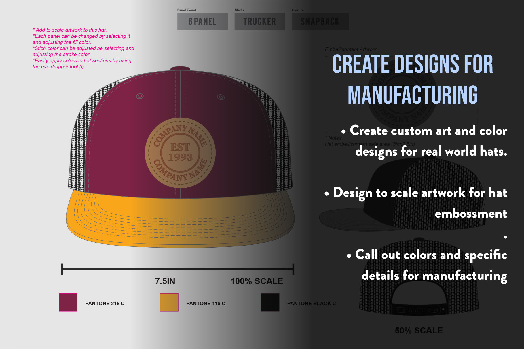 6 Panel Hat Vector Design Template: Customizable Illustrator File - Etsy