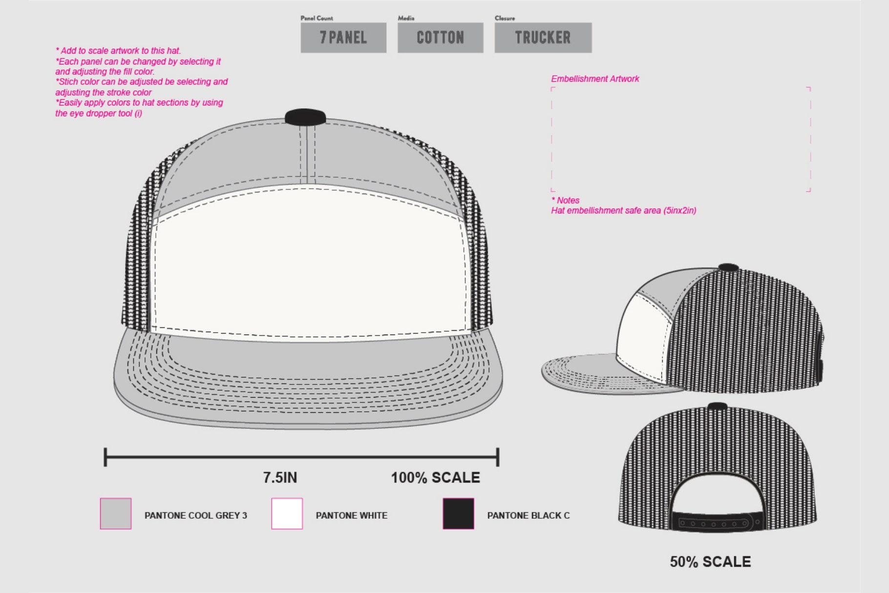 7 Panel Hat - Customizable Vector Design Template for Adobe Illustrator ...