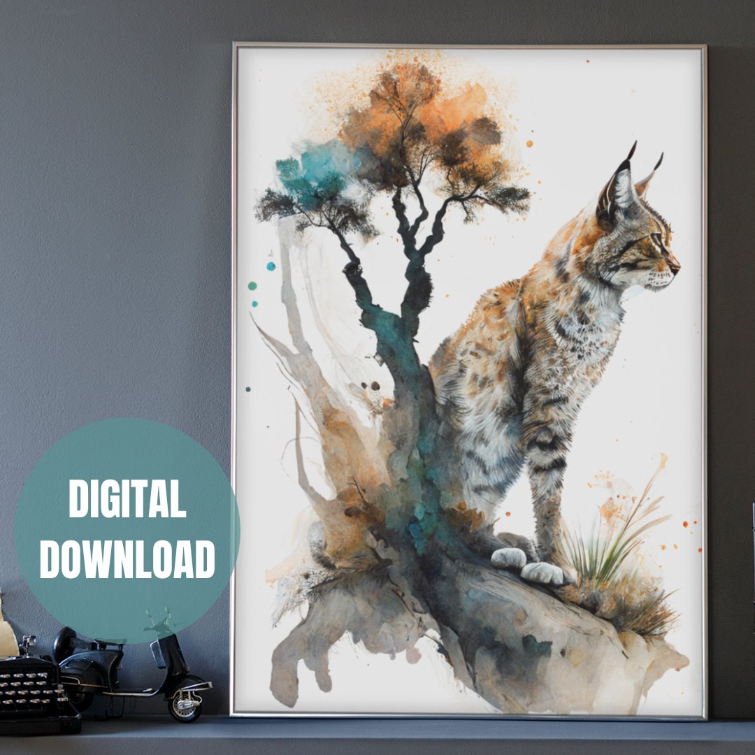 Beautiful Bobcat Canvas Wall Art Print Download Inspire Art, Bobcat ...
