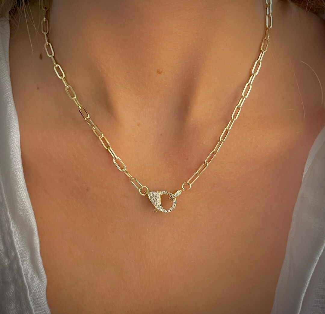 Dainty Paperclip Link Necklace, Layering Necklace, Holiday Gift for Her ...