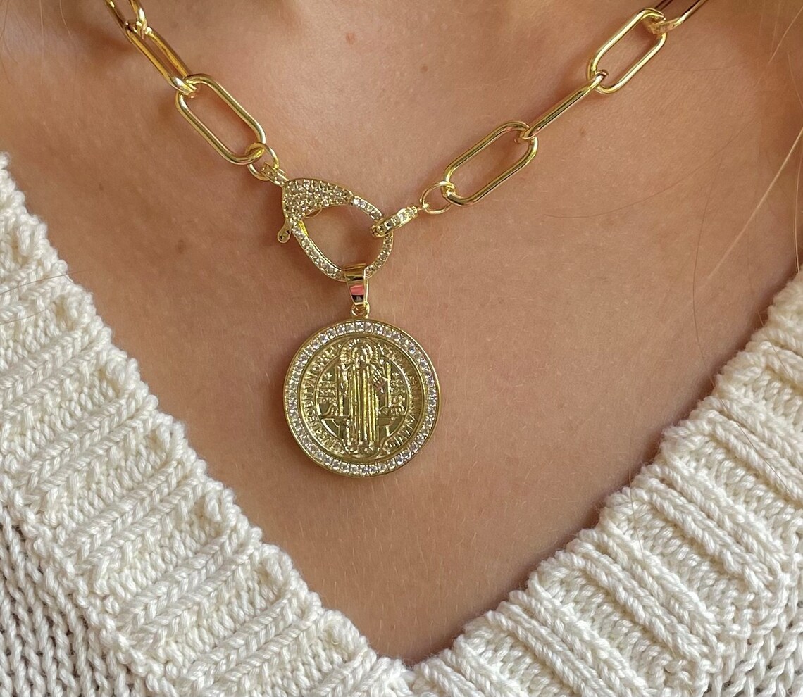 Coin Necklace, Medallion Necklace, Chunky Coin Necklace, Statement ...