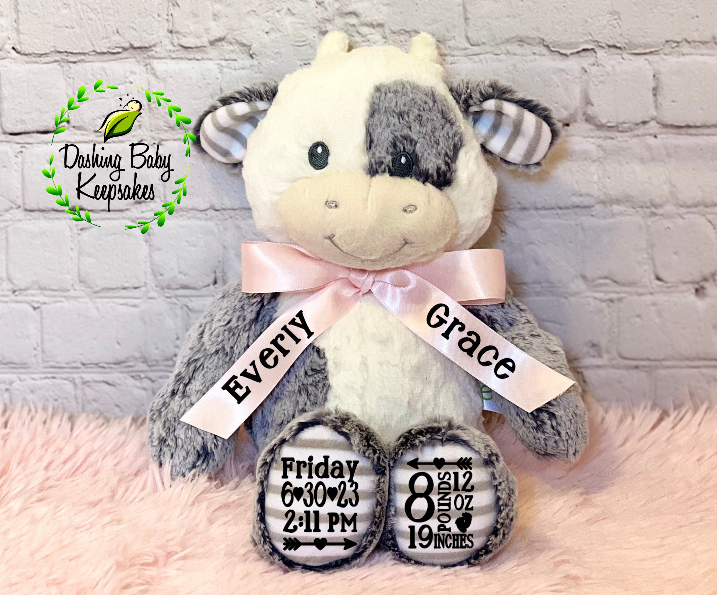 Personalized Cow Birth Stats Plush Custom Birth Announcement - Etsy