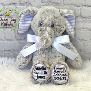 Personalized Adoption Elephant Plush, Adoption Stuffed Animal, Adoption ...