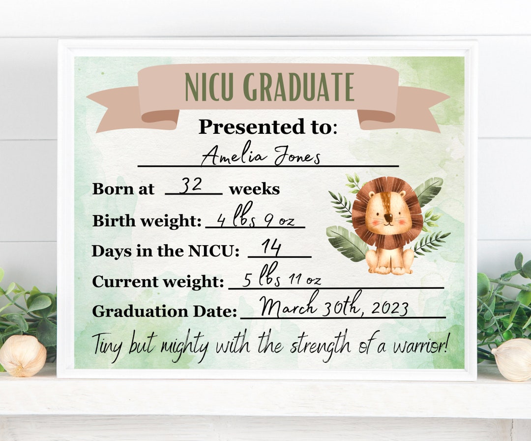 NICU Graduate Certificate, NICU Graduation Keepsake, NICU Keepsake for ...