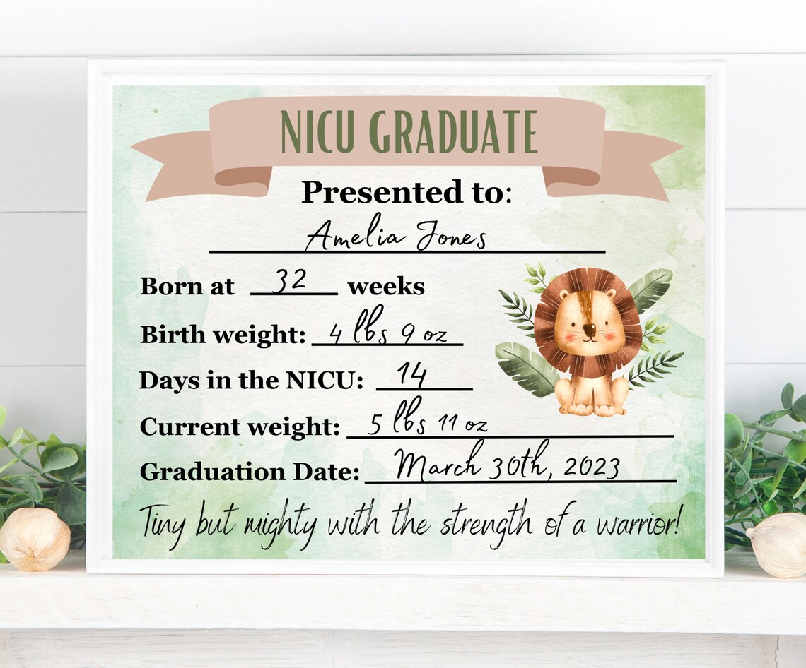 NICU Graduate Certificate, NICU Graduation Keepsake, NICU Keepsake for ...