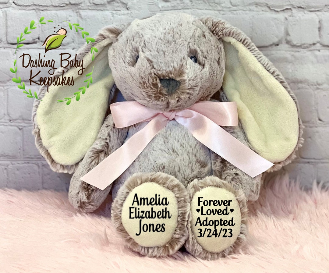 Personalized Adoption Bunny Plush, Adoption Stuffed Animal, Adoption ...
