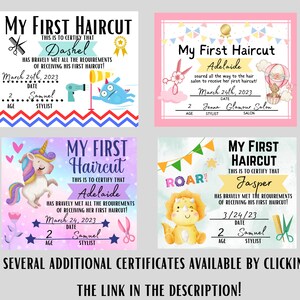 My First Haircut Certificate, Baby Milestone Keepsake, Girl's Haircut ...