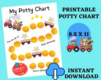 Potty Training Chart, Printable Reward Chart for Potty Training, Farm ...
