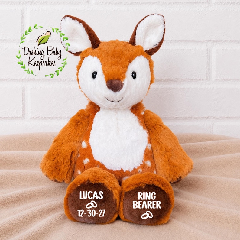 Personalized Ring Bearer Deer Stuffed Animal, Ring Bearer Keepsake ...