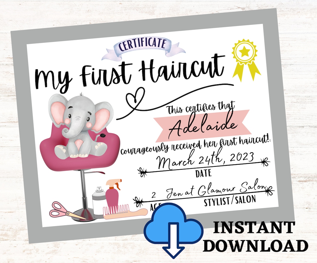 My First Haircut Certificate, Baby Milestone Keepsake, Girl's Haircut ...