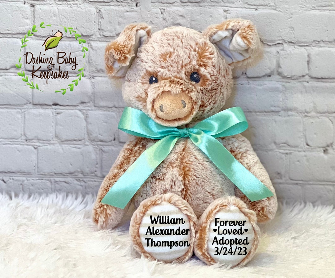 Personalized Adoption Pig Plush, Adoption Stuffed Animal, Adoption Gift ...