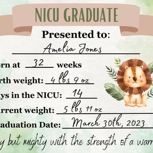 NICU Graduate Certificate, NICU Graduation Keepsake, NICU Keepsake for ...