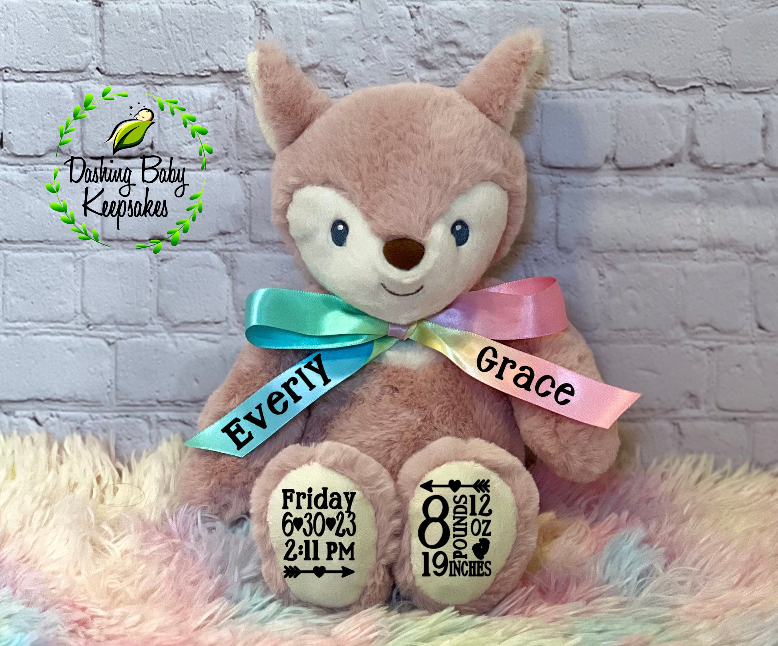 Personalized Deer Birth Stats Plush Custom Birth - Etsy