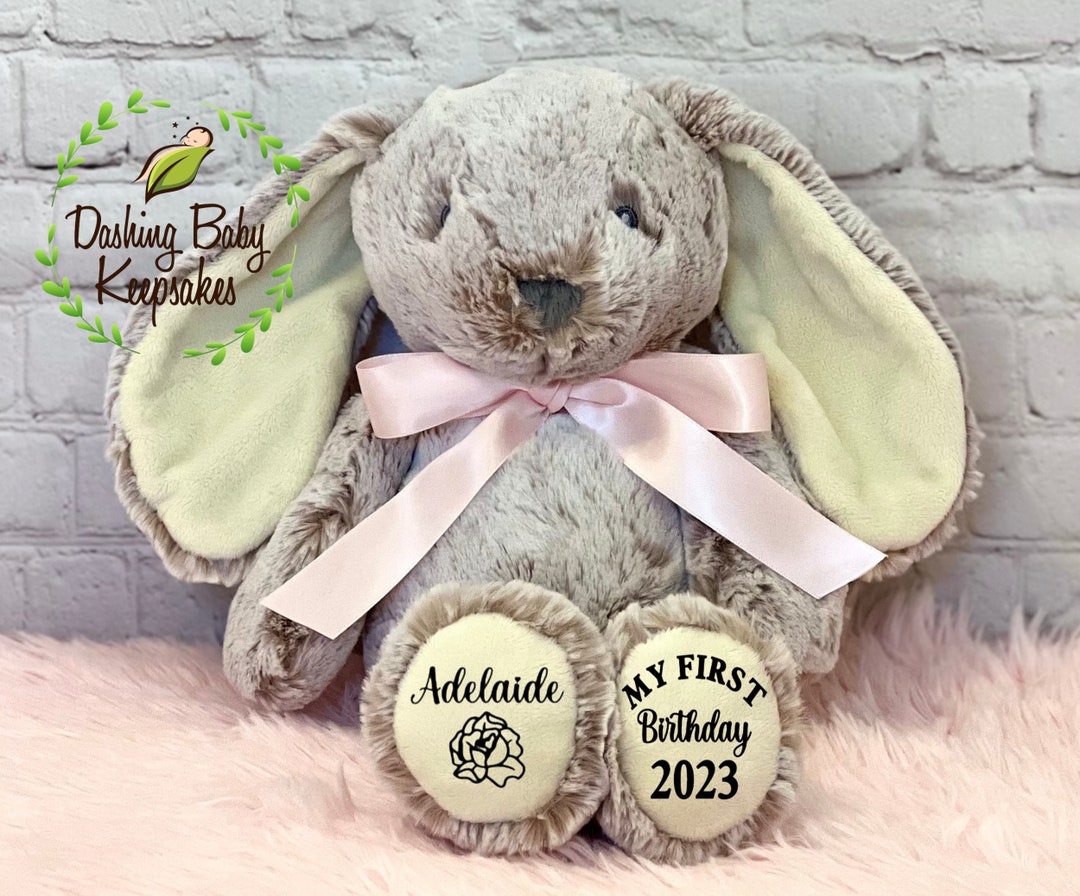 My First Birthday Bunny Stuffed Animal, 1st Birthday Gift, First ...