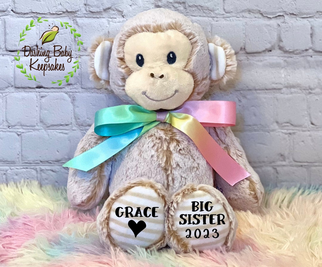 Personalized Big Sister Monkey Stuffed Animal, Gift for Sibling, Big ...