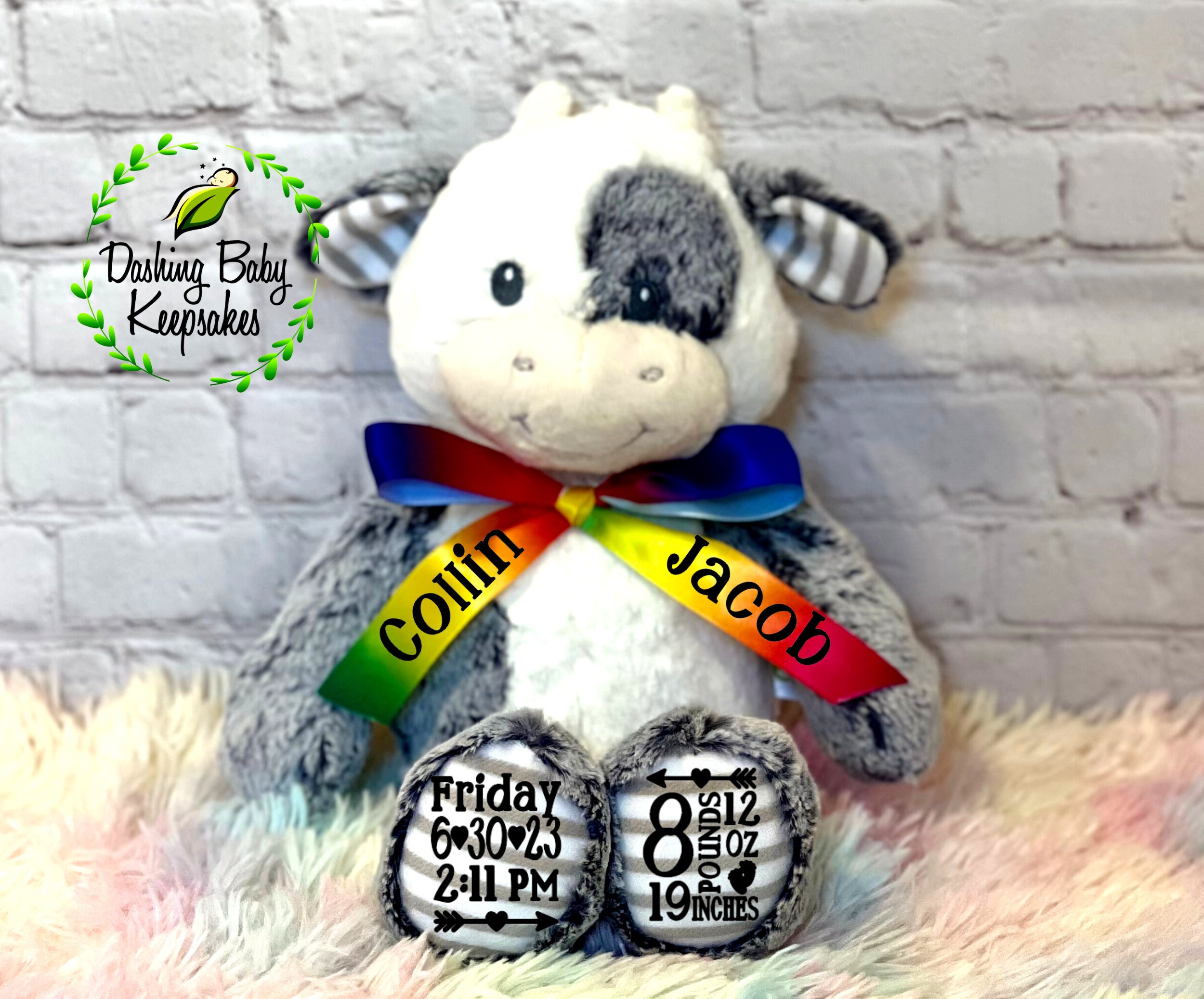 Personalized Cow Birth Stats Plush Custom Birth Announcement - Etsy