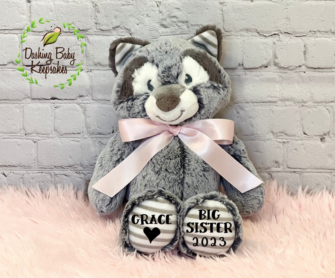 Personalized Big Sister Raccoon Stuffed Animal, Gift for Sibling, Big ...