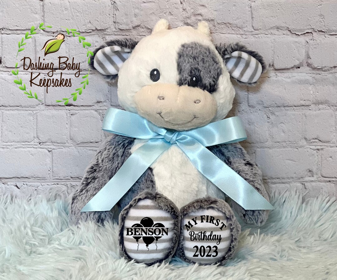 My First Birthday Cow Stuffed Animal, 1st Birthday Gift, First Birthday ...