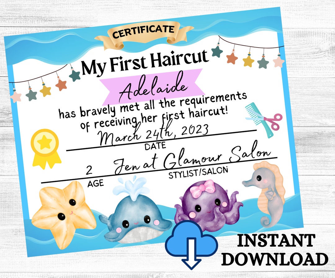 My First Haircut Certificate, Baby Milestone Keepsake, Girl's Haircut ...
