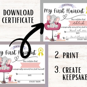 My First Haircut Certificate, Baby Milestone Keepsake, Girl's Haircut ...
