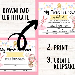 My First Haircut Certificate, Baby Milestone Keepsake, Girl's Haircut ...