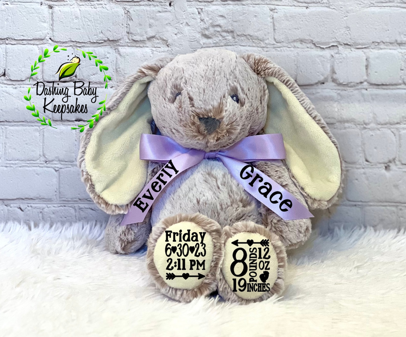Personalized Bunny Birth Stats Plush, Custom Birth Announcement ...