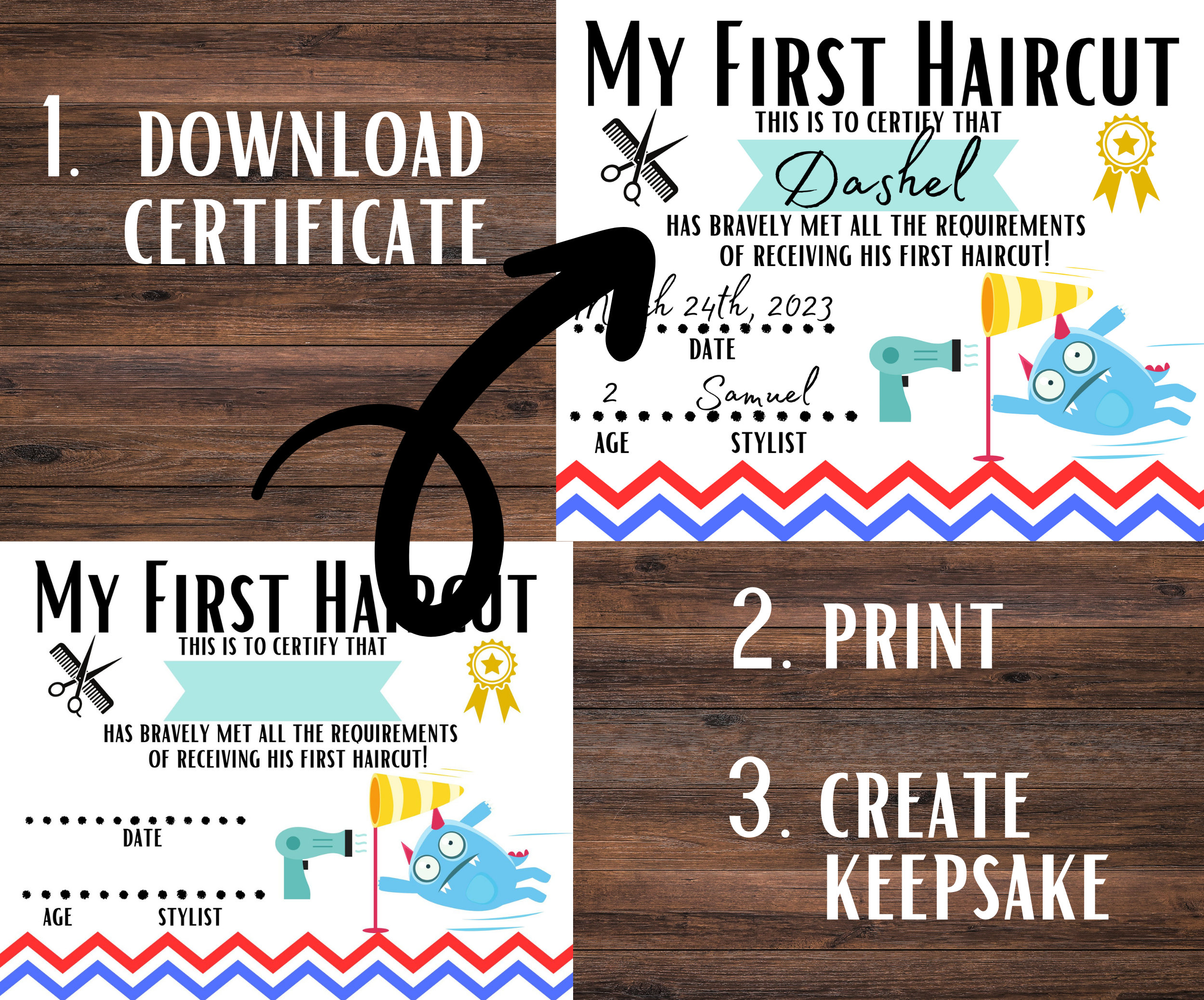 My First Haircut Certificate, Baby Milestone Keepsake, Boy's Haircut ...