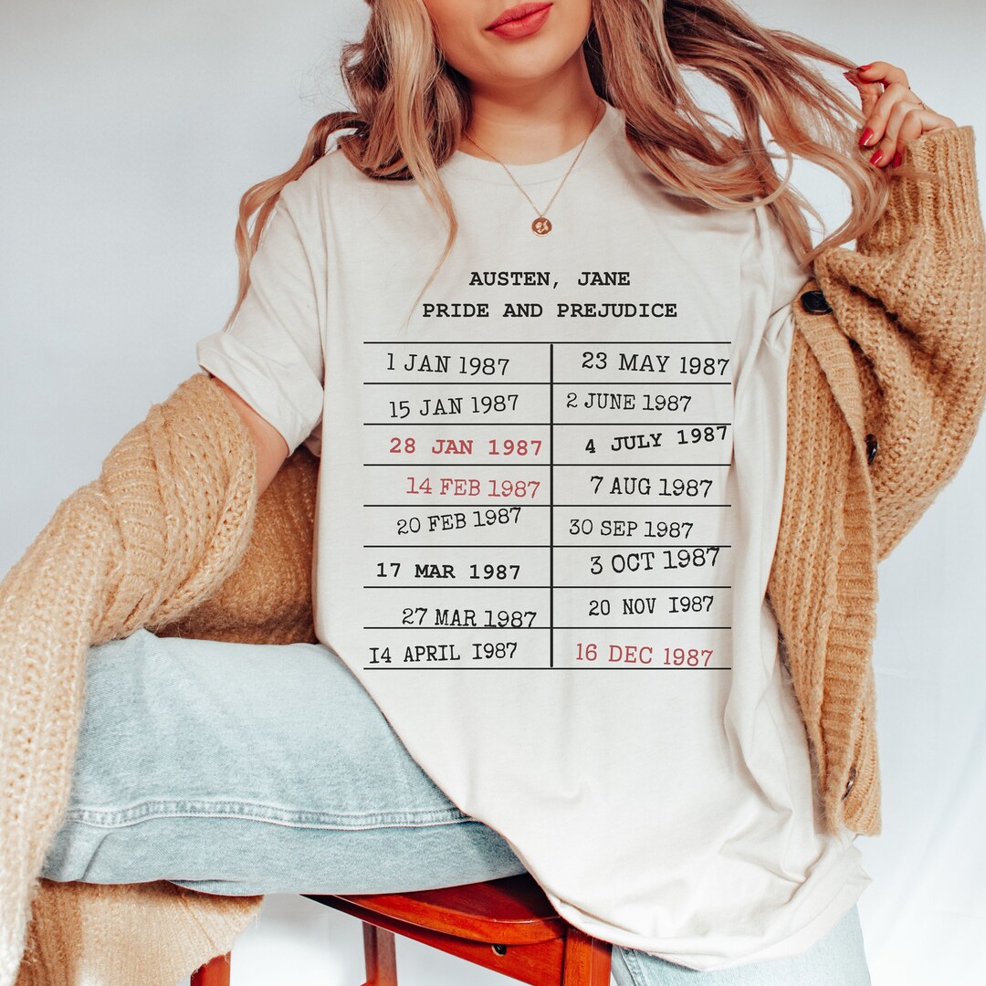 Jane Austen Pride and Prejudice Library Card Shirt Jane Austen Shirts ...