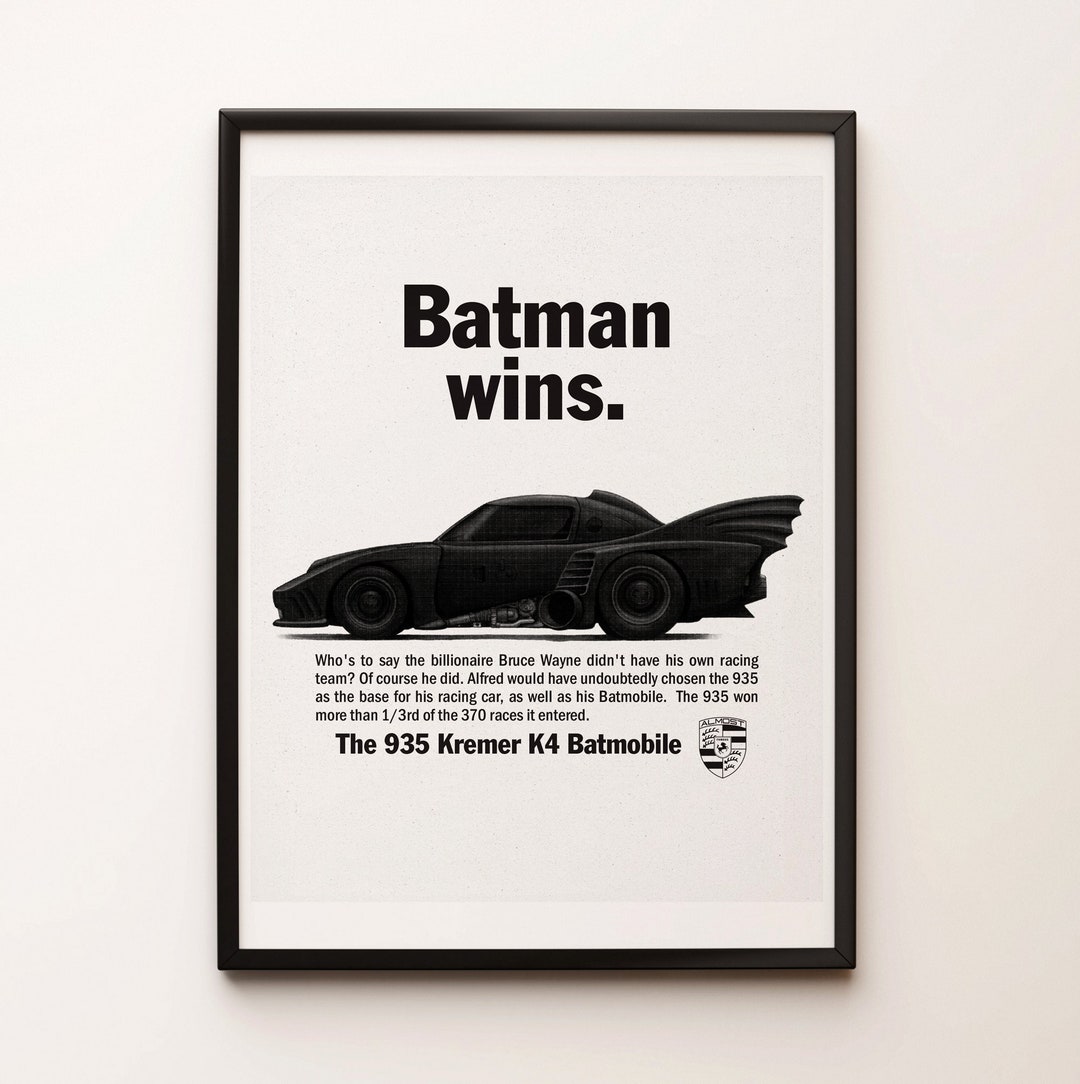 935 'batmobile' Vintage AD - 18x24" Premium Matte Paper Wooden Framed ...