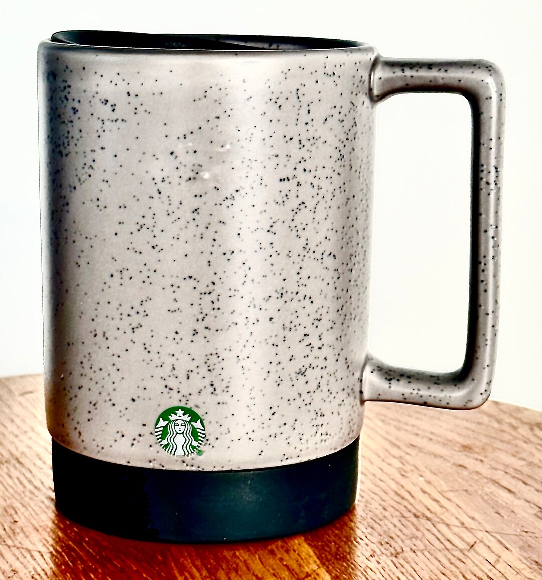 Starbucks Coffee Ceramic Travel Mug 14 Oz Cup Gray Black Rubber Bottom ...