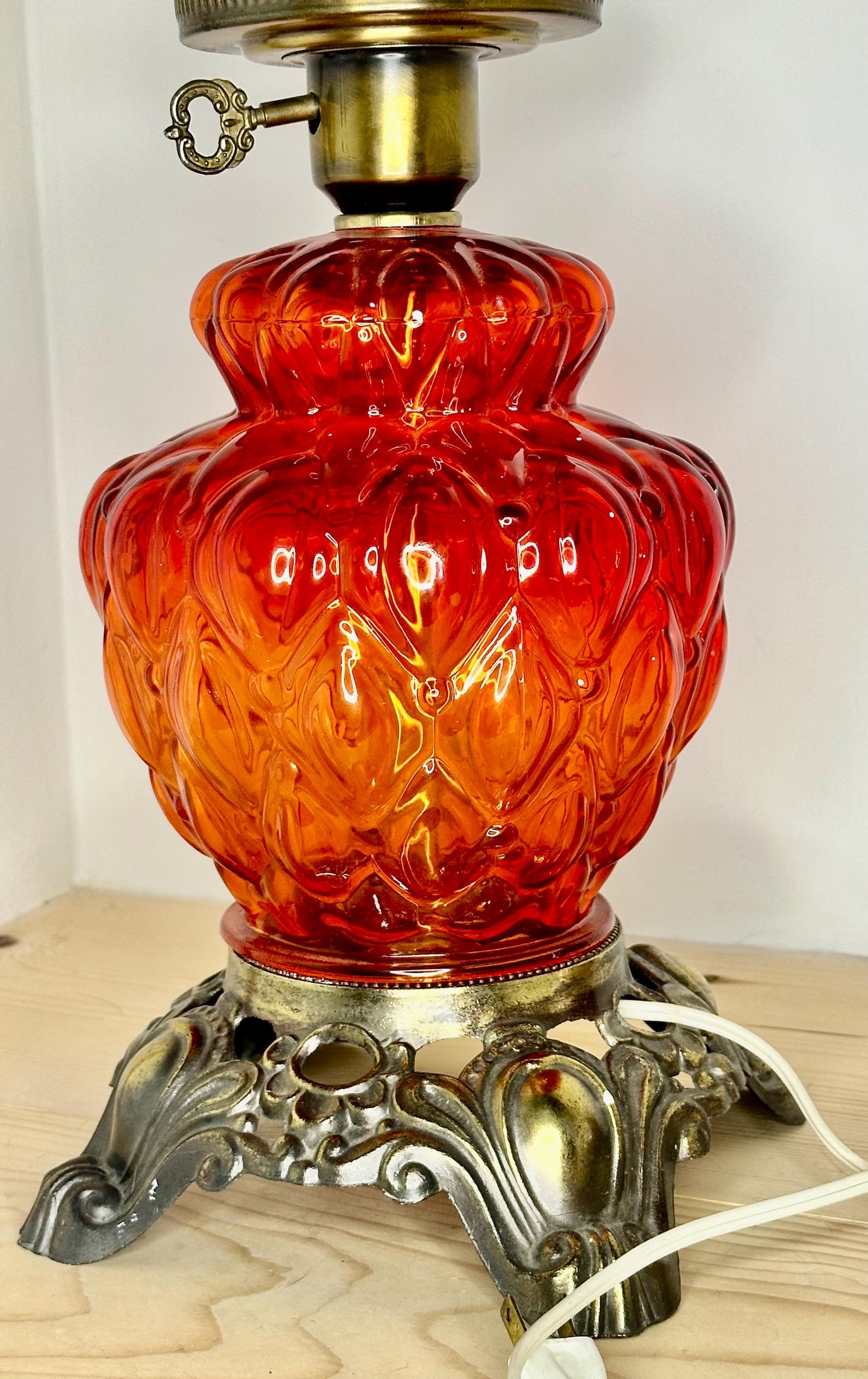 Vintage Red Hurricane Glass Globe Lamp, Hedco Victorian Style - Etsy