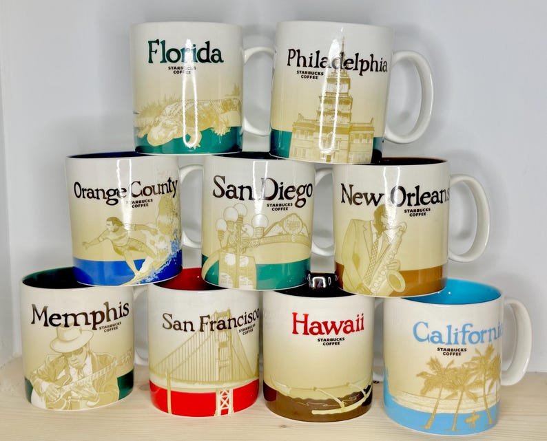 Vintage Starbucks Global City Icon Mugs -USA States and Cities Series ...