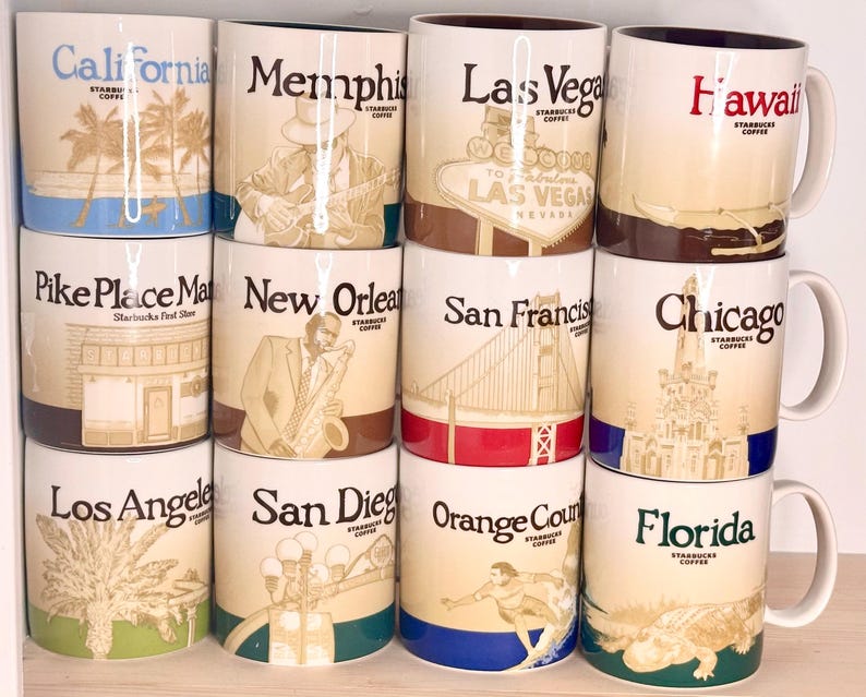 Vintage Starbucks Global City Icon Mugs -USA States and Cities Series ...
