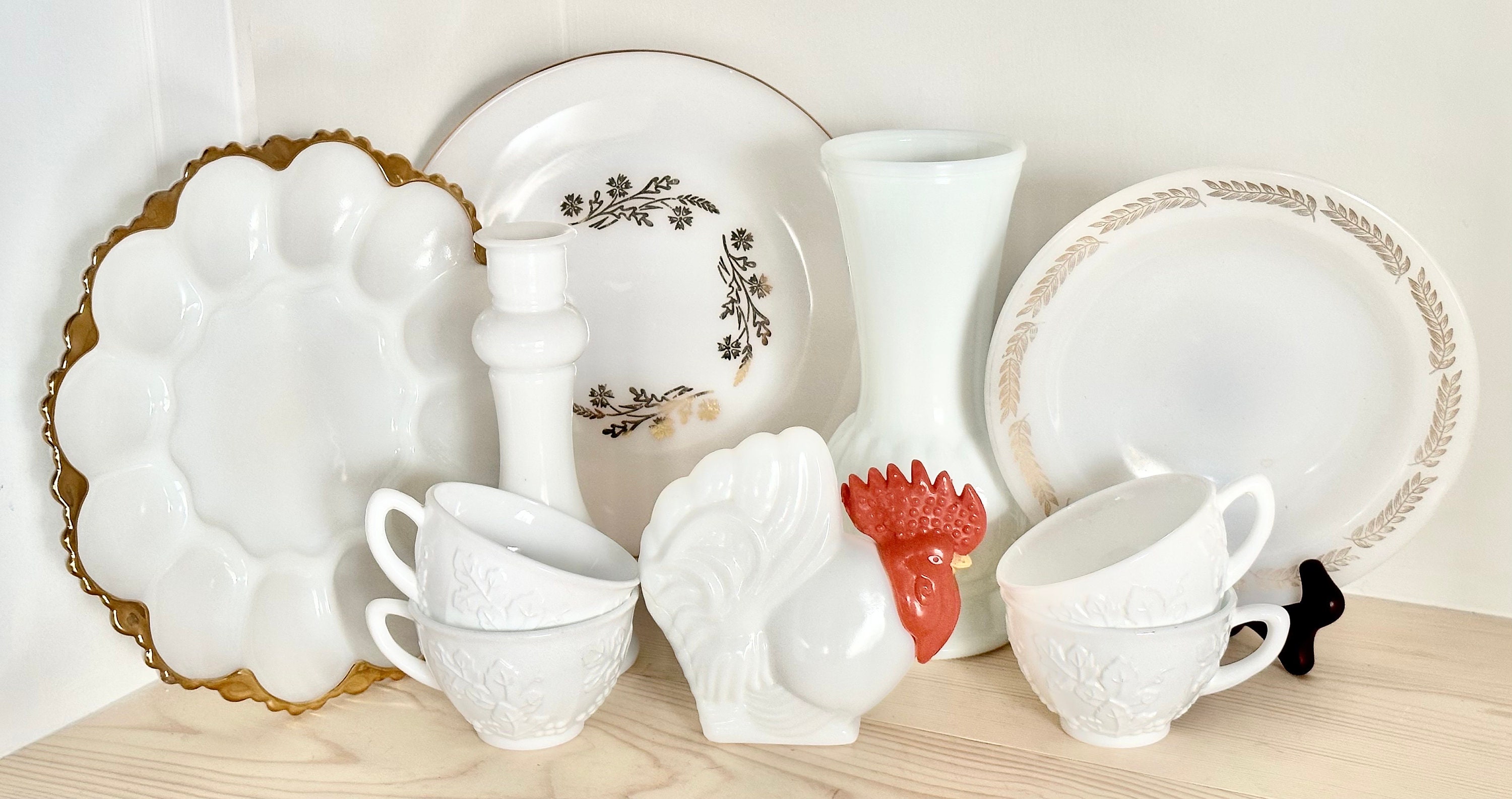 Vintage Milk Glass Assorted Ornaments & Kitchenware - Etsy