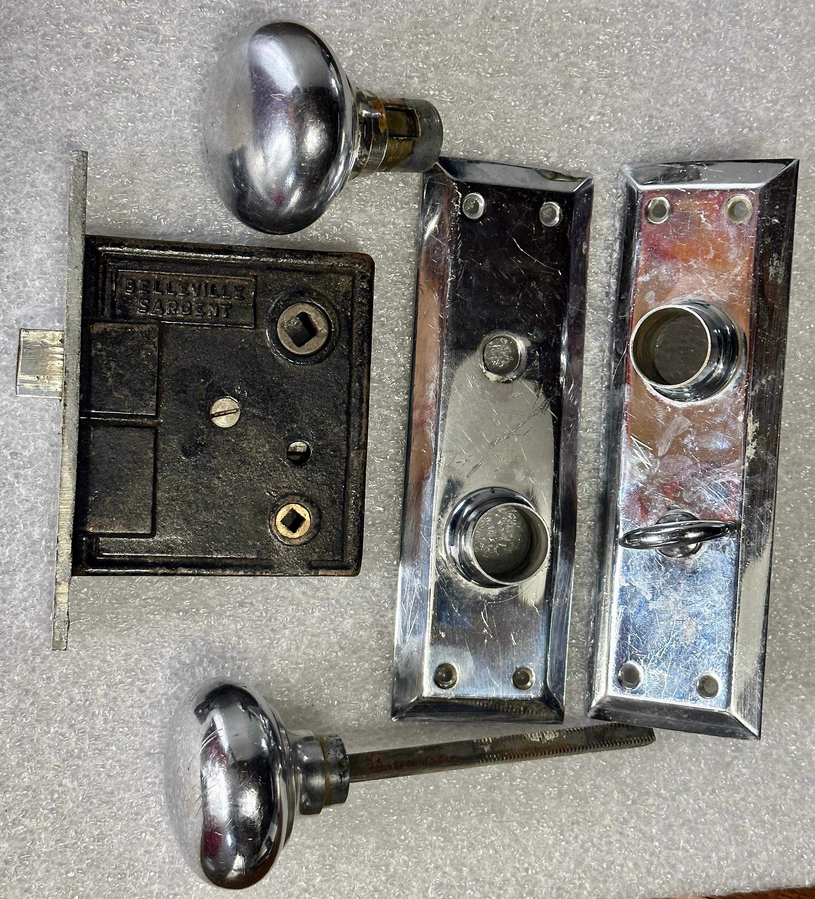 Antique Door Knob Set Chrome Over Brass With Thumb Turn Knob - Etsy