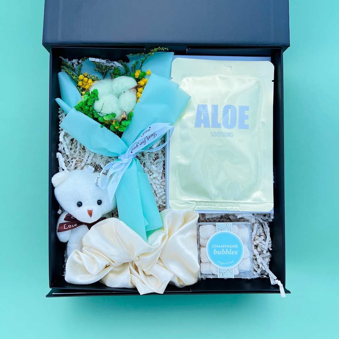 Personalized Gift Box, Spa Day Care Package, Teddy Bear, Scrunchie - Etsy
