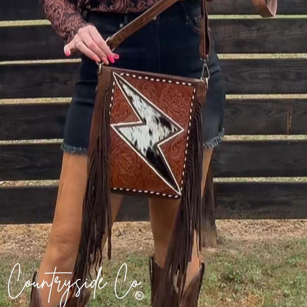 Bronco Tooled Leather Bolt Purse by Countryside Co. - Etsy