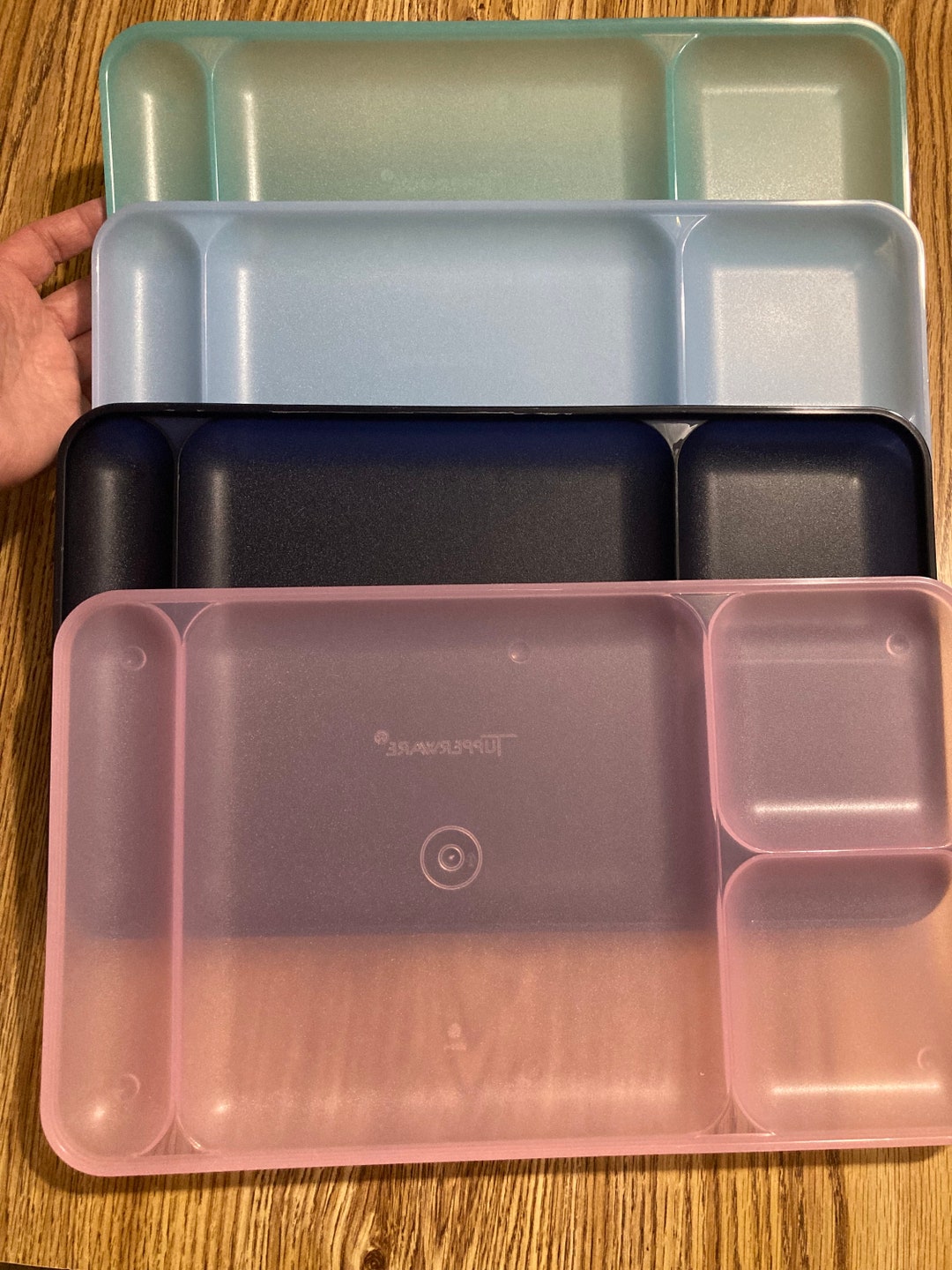 Tupperware Divided Multi Coloured Serving Trays Set of 4. Stackable ...