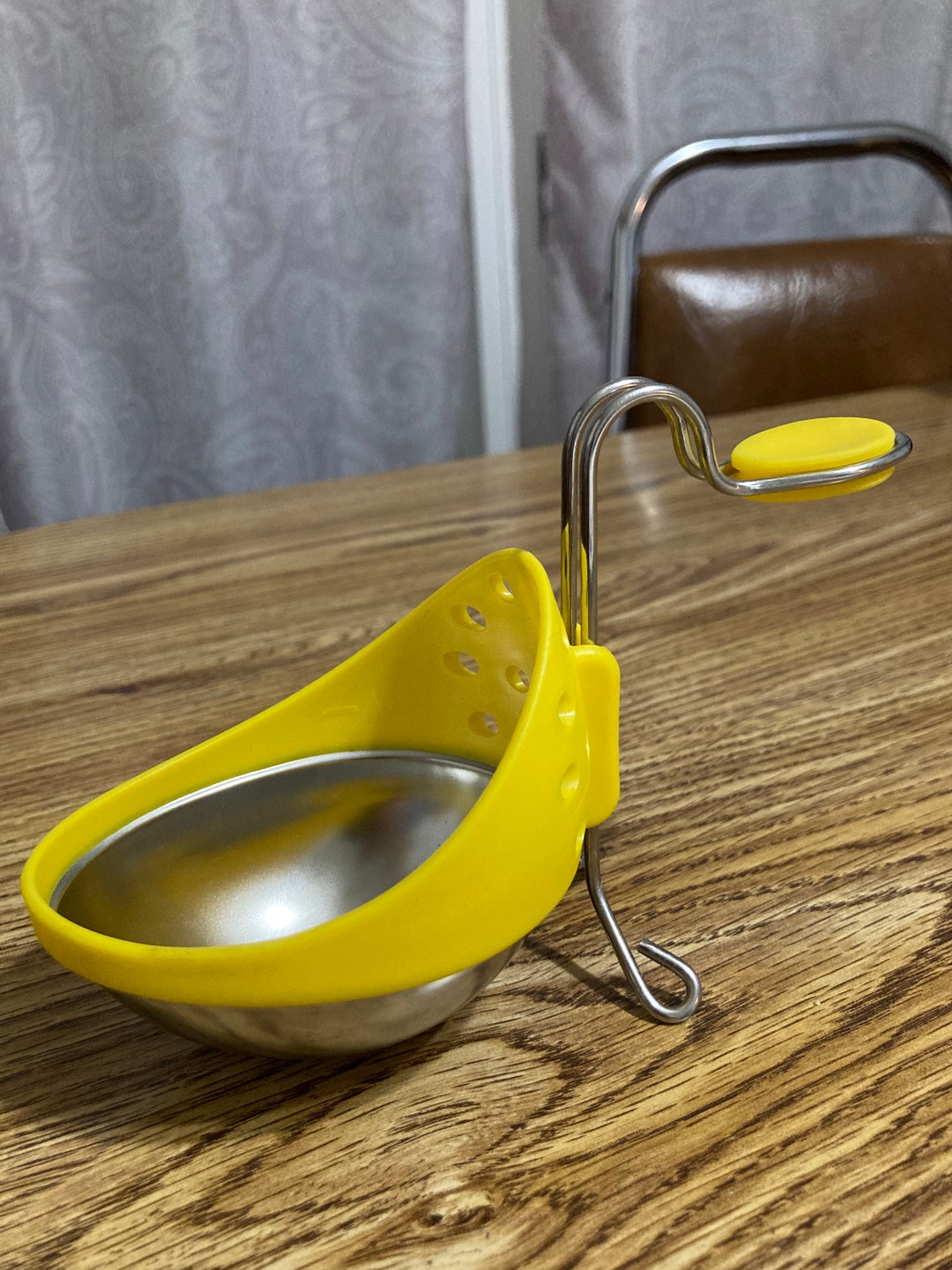 Egg Poacher Cooker Stainless Steel Yellow Plastic Kitchen Helper Gadget ...