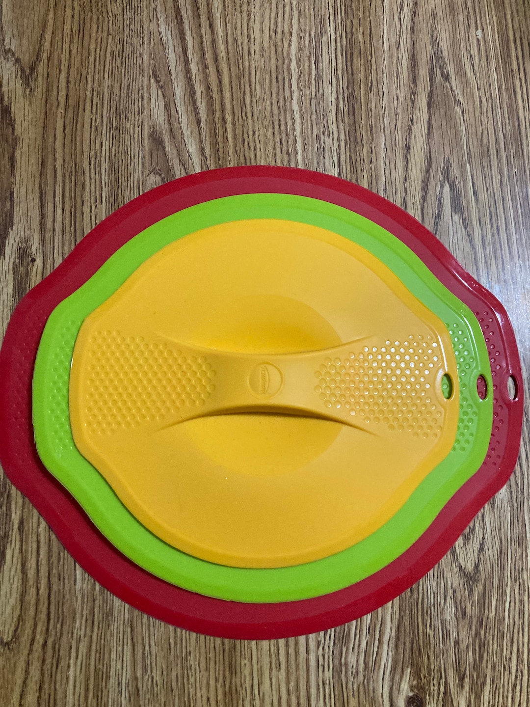 Trudeau Brand 3 Piece Stackable Lids. Yellow, Green and Red Lids for ...