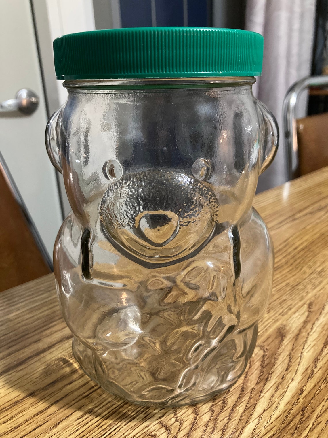 Kraft Bear Shaped Clear Glass Peanut Butter Jar With Green - Etsy